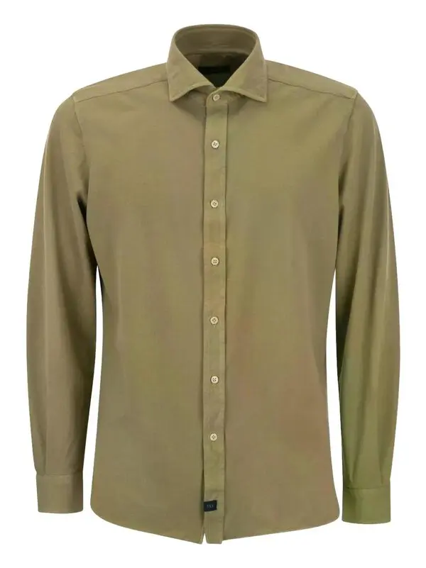 FAY French-collar Cotton Shirt - Green