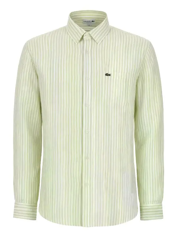 Lacoste Striped Linen Shirt - Green
