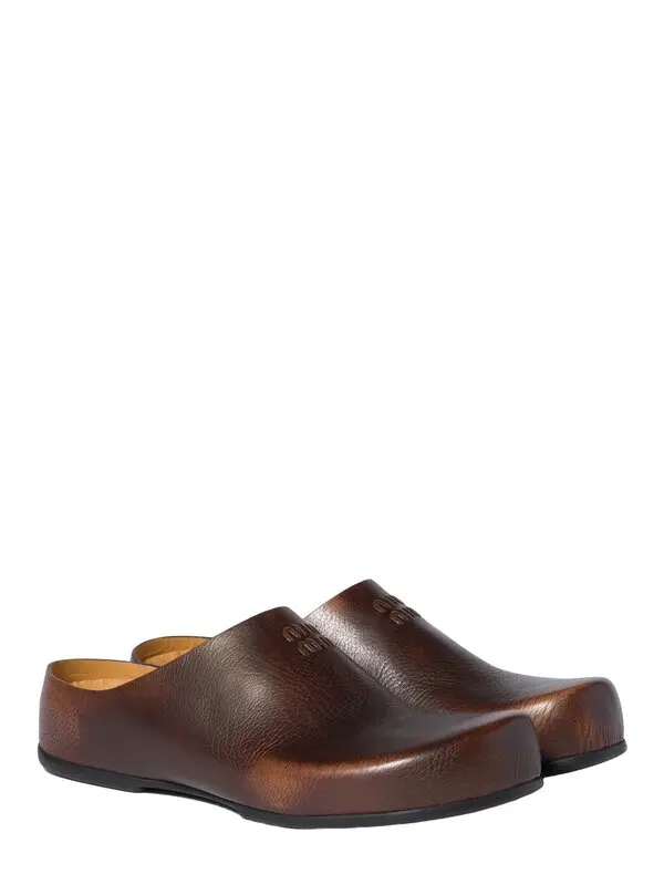 Miu Miu Leather Mules - Palisander