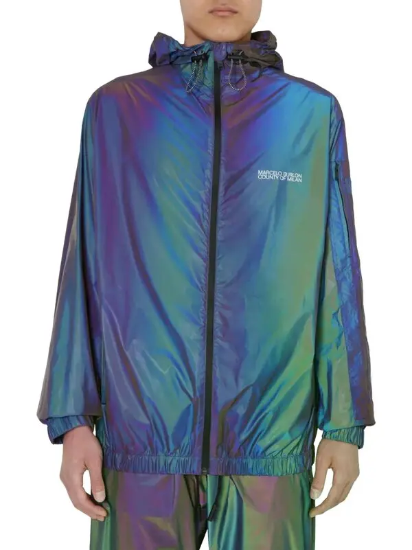 COUNTY OF MILAN Logo-print Jacket - Blue