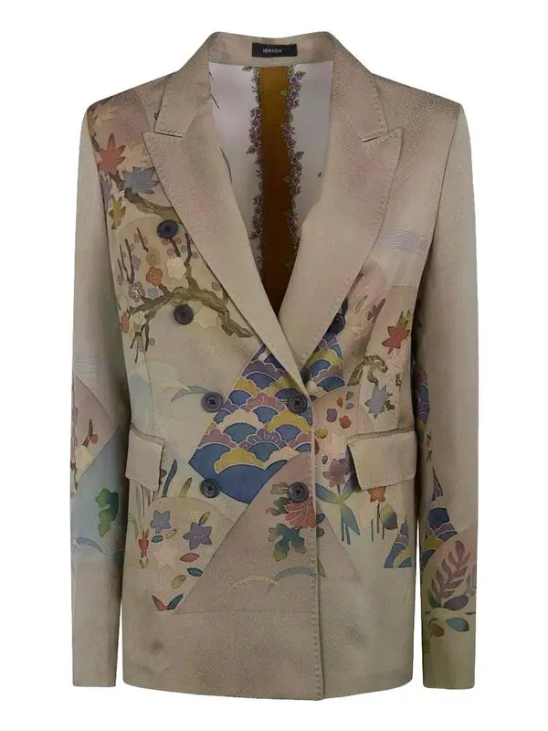 IBRIGU Floral-print Double-breasted Blazer - Neutrals