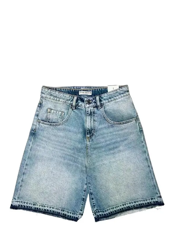 ICON DENIM LOS ANGELES Lulu Frayed Denim Shorts - Blue