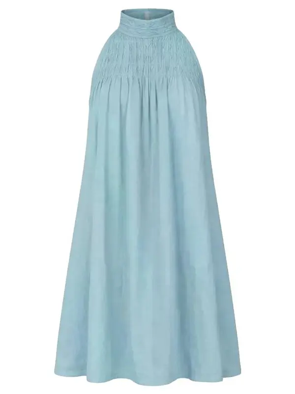 Sea Violet Smocked Halter Dress - Blue