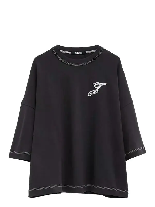 Jacquemus Contrast-stitching T-shirt - Blue