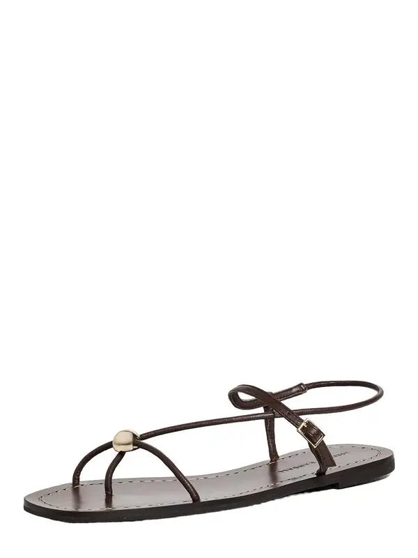 LOEFFLER RANDALL Lara Strappy Flat Sandals - Espresso