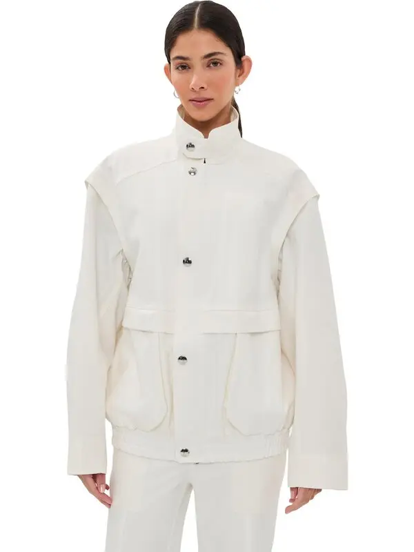 Tibi Patchwork Twill Slicker Jacket - White