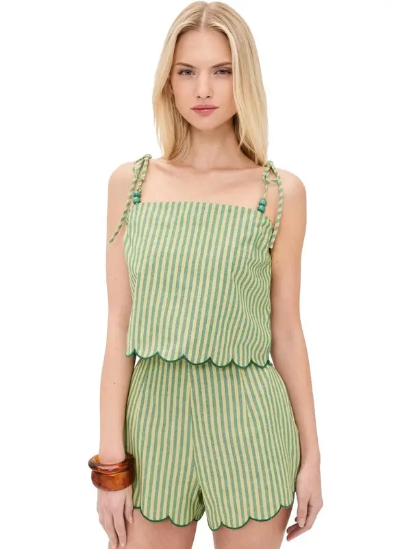 Minkpink Capri Tie-shoulder Cami - Green Stripe