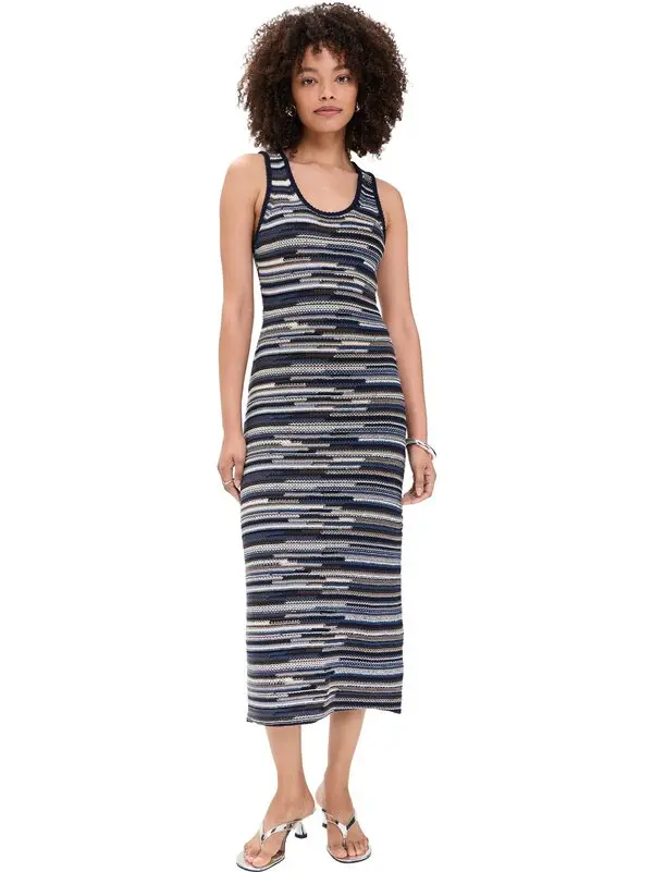 Proenza Schouler White Label Zinah Knit Midi Dress - Navy Multi