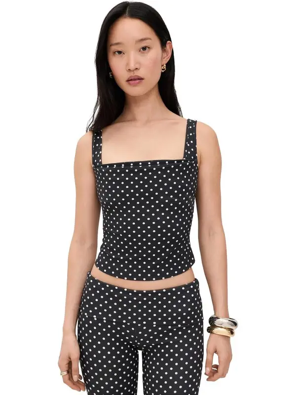 Miaou Luna Sleeveless Top - Black Small Dot