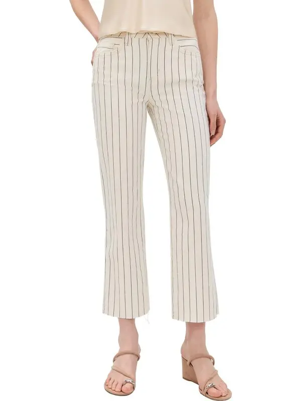 L'Agence Wanda Crop Wide Leg Jeans - Ecru/navy Stripe