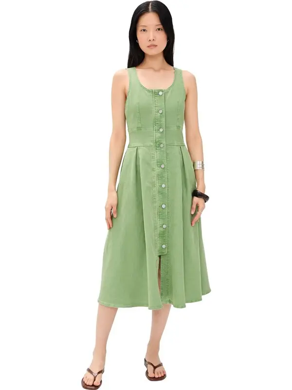 Hunter Bell Thompson Denim Midi Dress - Leaf Green Denim