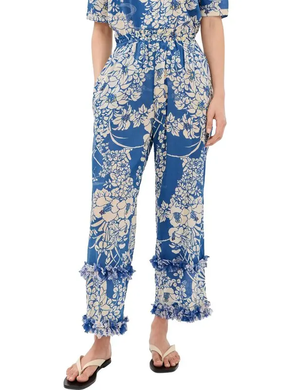 Alix Of Bohemia Floral Print Pants - Medium Blue
