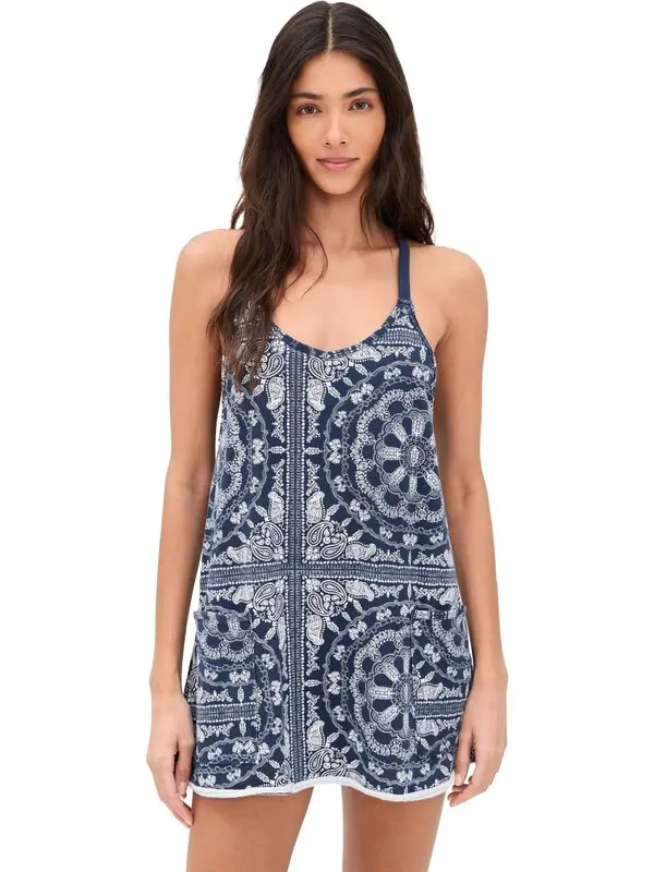 Free People Hot Shot Bandana Print Mini Dress - Bandana Navy Combo