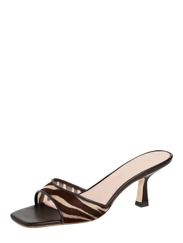 LOEFFLER RANDALL Tavia Mid Heel Sandals - Dark Brown/zebra