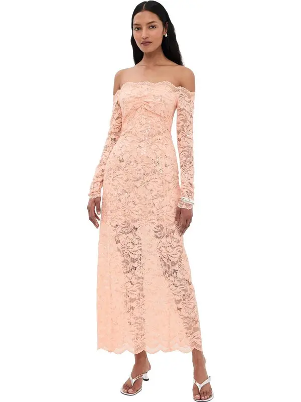 Rabanne Lace Sequin Robe Dress - Salmon Pink