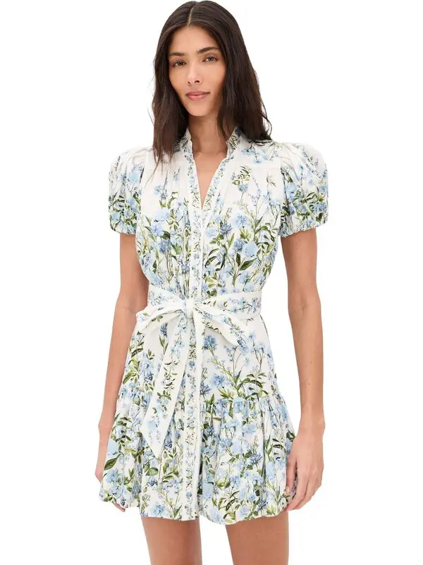 Alice + Olivia Cora Tiered Mini Shirtdress - Fresh Air Carolina Blue