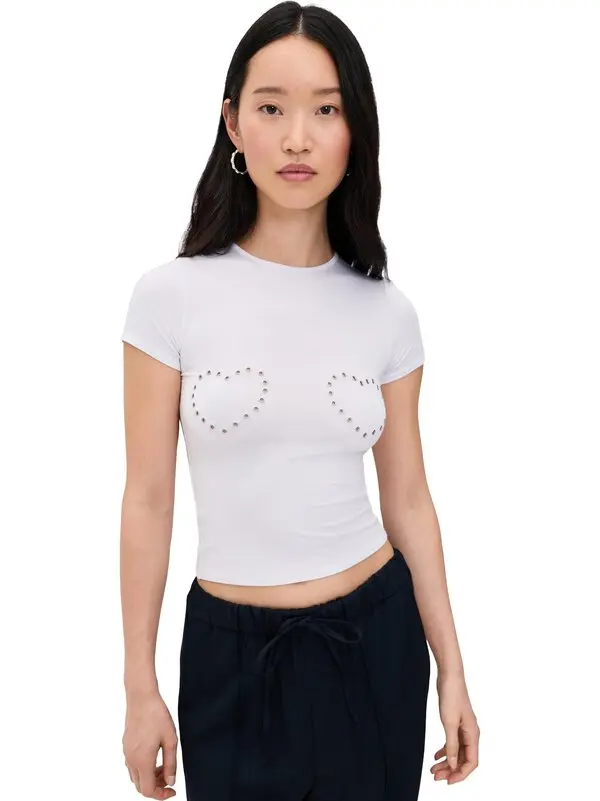 Miaou Mini Heart Tee - White Grommet Heart