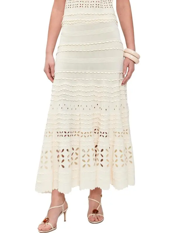 Ulla Johnson Annisa Eyelet Knit Skirt - Cowrie