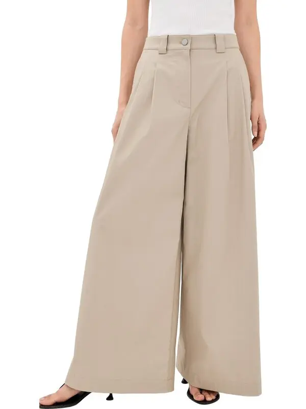 3.1 Phillip Lim Wide Leg Pleated Trousers - Khaki/birch