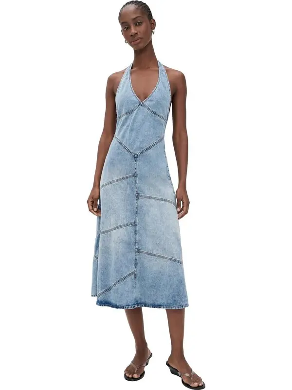EB DENIM Delphi Pieced Halter Dress - Meadow