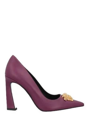 Versace Leather Pumps With Appliqués - Purple