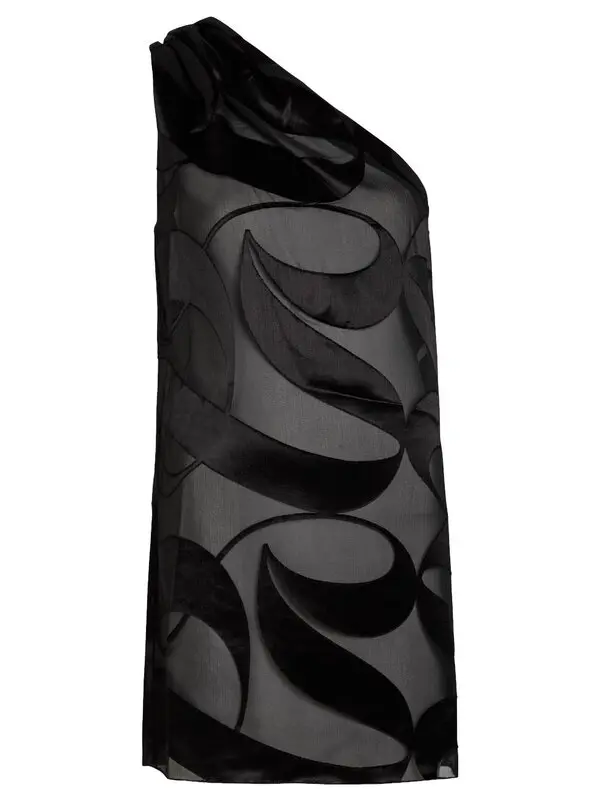 DELOS Amaris Devoré Georgette Mini Dress - Black