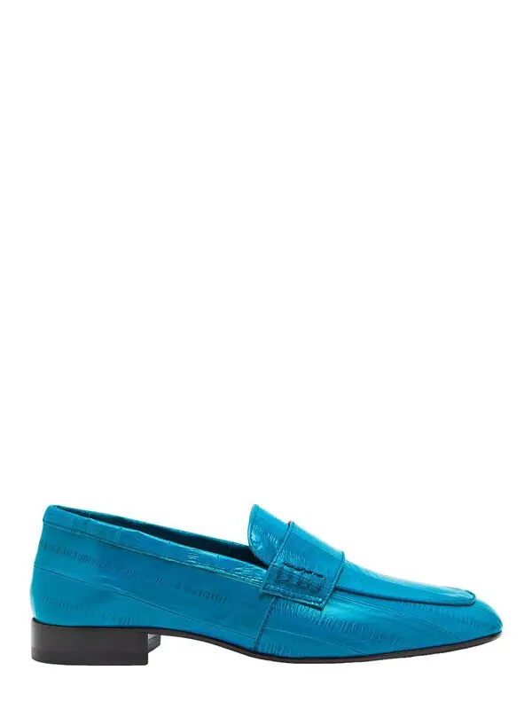 Dries Van Noten Textured Leather Loafers - Blue