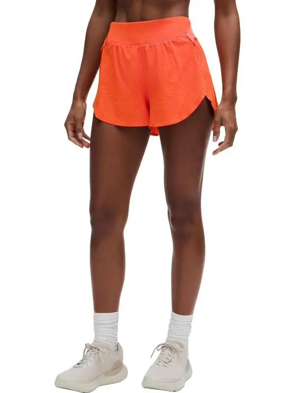 Lululemon Fast And Free High-rise Short - In-sense Emboss Mini Solar Orange/solar Orange