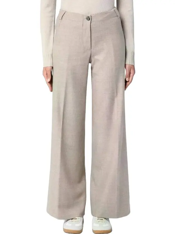 QL2 QUELLEDUE Melange Wool Trousers - Neutrals