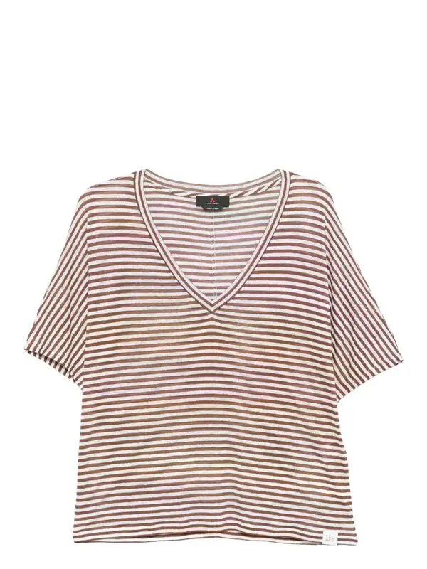 Peuterey Striped V-neck T-shirt - Brown