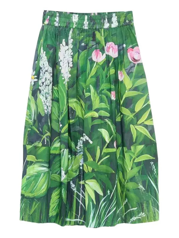 TALKING WALLS Juju Liane Floral Midi Skirt - Green