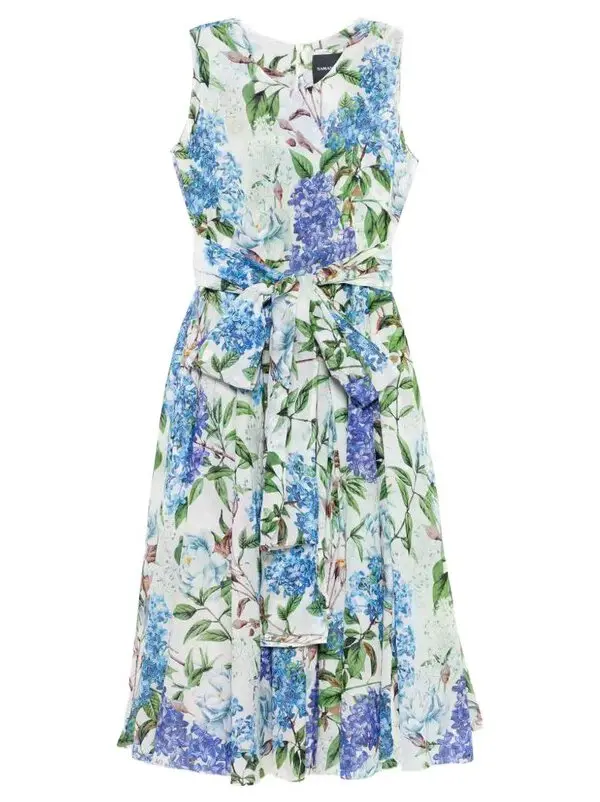 Samantha Sung Aster Floral Belt Midi Dress - White