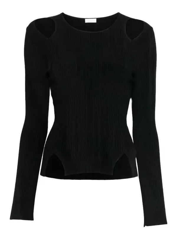 ROBERTO COLLINA Ribbed-knit Cut-out Top - Black
