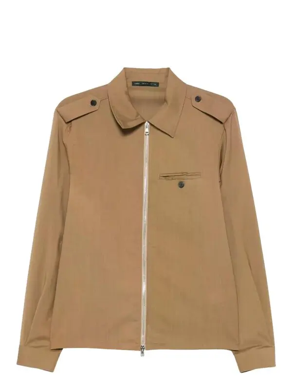 LOW BRAND Button Zip Jacket - Neutrals