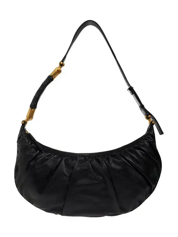Balmain Bène Gathered Shoulder Bag - Black