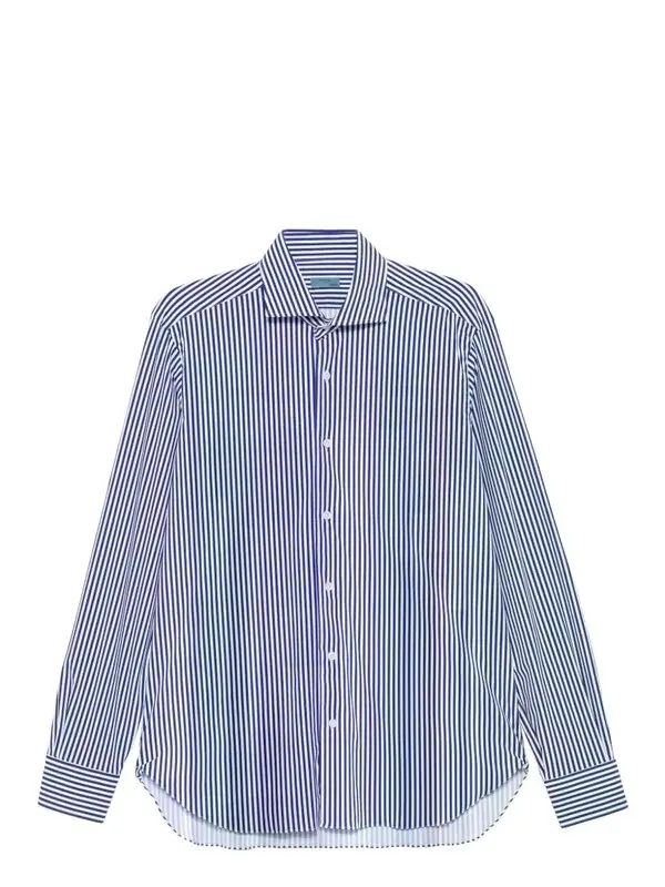 BARBA NAPOLI Striped Long-sleeve Shirt - Blue