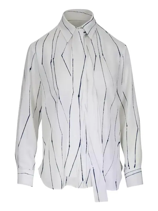 Kiton Striped Tie Blouse - White