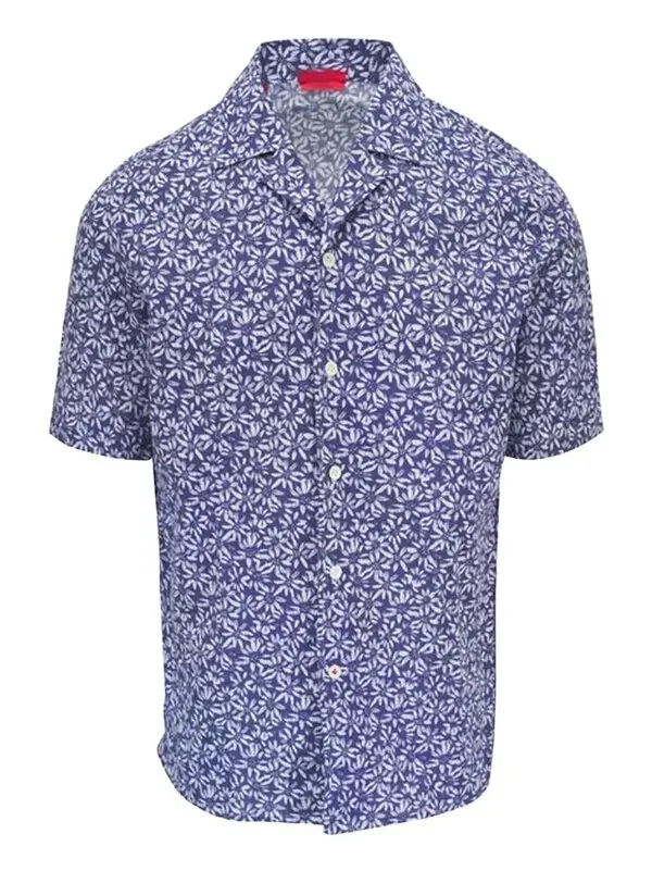 Isaia Floral Short-sleeve Shirt - Blue