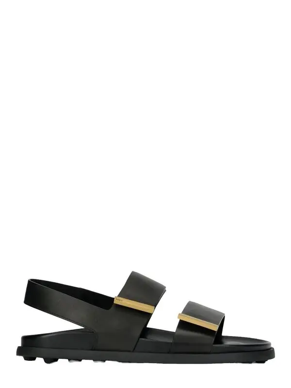 TOD'S Metallic Leather Sandals - Black