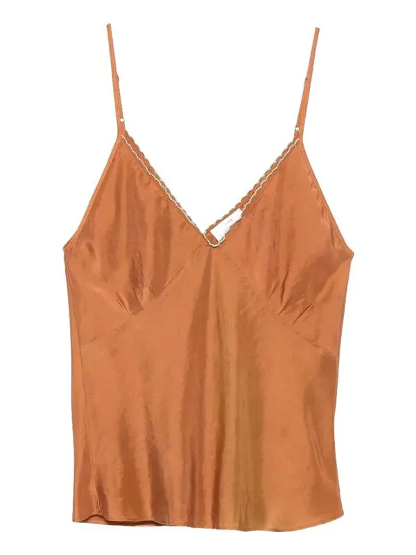 FORTE_FORTE Embroidered-trim Top - Orange