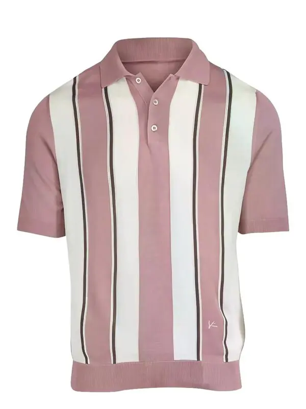 Isaia Striped Polo Shirt - Pink