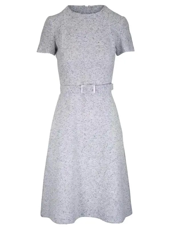 Kiton Belted Tweed Midi Dress - Grey