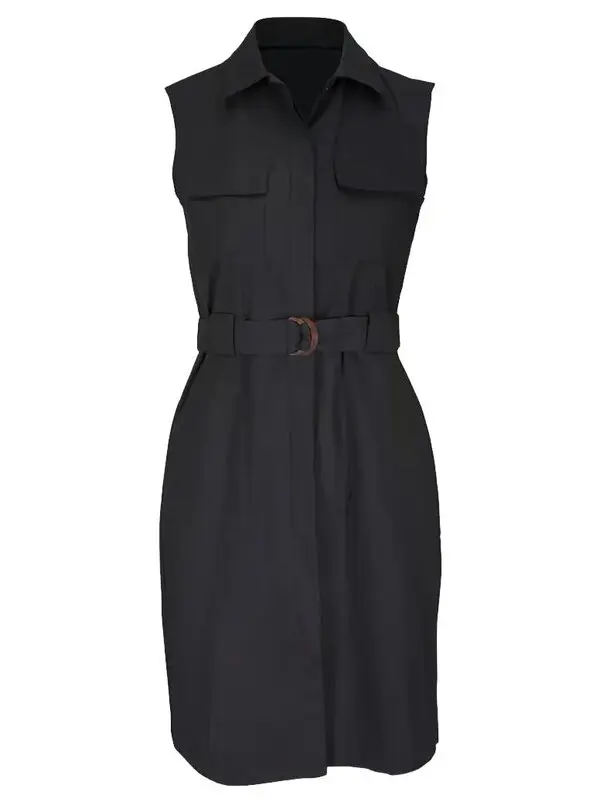 Antonelli Firenze Collared Belted Dress - Black