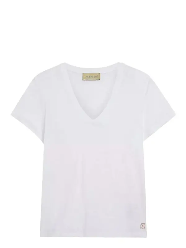 Momoni Embroidered V-neck T-shirt - White