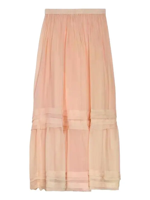 Momoni Elasticated Ruffled Midi Skirt - Pink