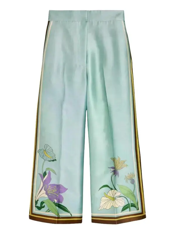 ALEMAIS Floral-detail Palazzo Pants - Blue