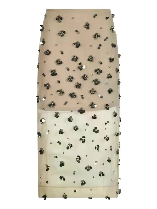 Liu Jo Floral Embellished Midi Skirt - Neutrals