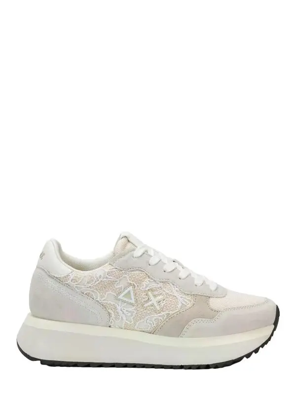 SUN 68 Big Ally Flower Lace Appliqué Sneakers - Neutrals