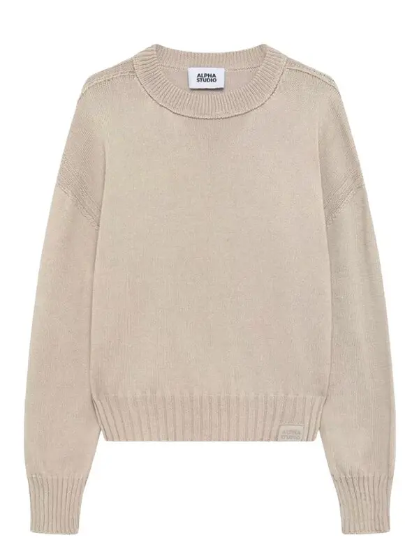 Alpha Studio Ribbed Hem Sweater - Neutrals