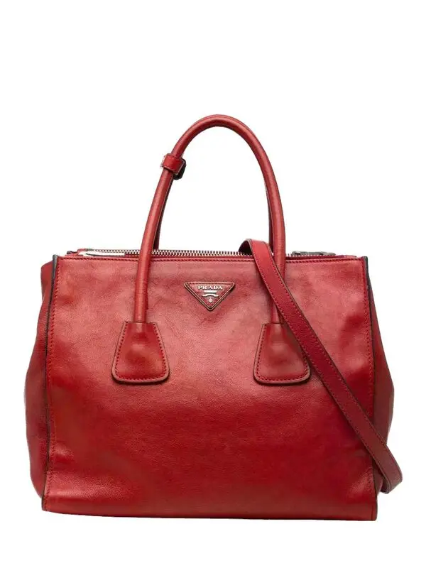 Prada Glace Calf Twin Pocket Satchel - Red